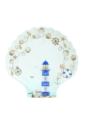 Easy Life BLLI1440 - Blue Lighthouse Teller in Muschelform, 28 x 27 cm