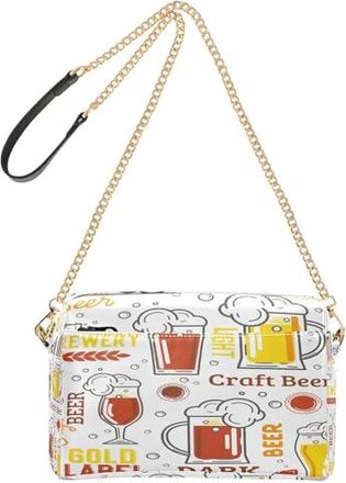 HMZXZ Sac à bandoulière en cuir pour femme avec motif de bière - Petit sac à main à bandoulière vintage