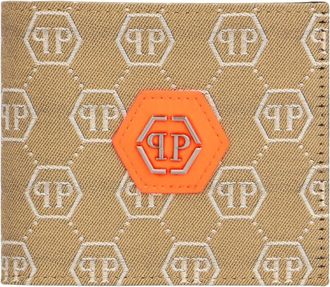 Philipp Plein Homme, Accessoires, Beige, Taille: ONE Size French Wallet Jacquard Monogram