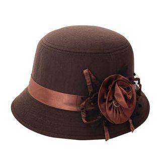 Generic Chapeau en fourrure pour femme - Couleur unie - Motif floral - Large bord - Chaud - Cloche - Chapeau russe pour homme, marron, taille unique
