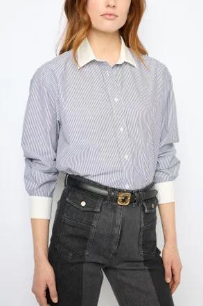 Gerard Darel Chemise &agrave; rayures et col blanc - CLYDE - anthracite