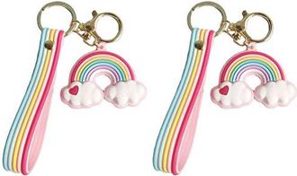 Aboofan Lot de 2 porte-clés de à main avec motif arc-en-ciel