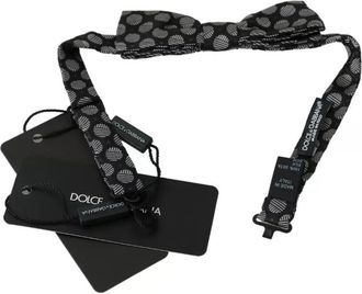 Dolce & Gabbana Black Silk Circles Men Necktie Bow Tie