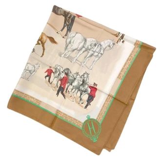 Herm&egrave;s Pre-owned Silk Scarf - Femme - Pre-owned - Beige - Taille: ONE Size