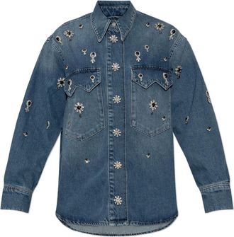 AllSaints Femme, Vestes, Bleu, Taille: 36 FR Chemise en jean Enna