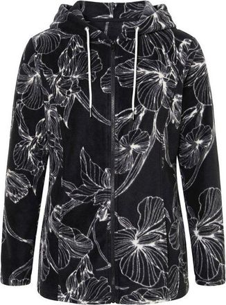 Ulla Popken Sweatjacke Fleecejacke Bl&uuml;tenmuster Kapuze Langarm