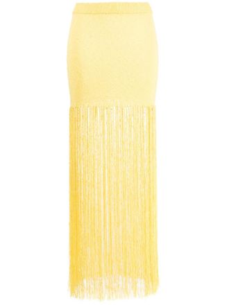 Casablanca jupe longue à franges - Jaune