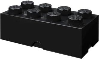 Room Copenhagen Boîte de Rangement LEGO Brique 8 Plots noir - Boîte Empilable avec Couvercle, 12,1 l - Produit LEGO, Rangement Bureau, Chambre, Boîte à Jouets