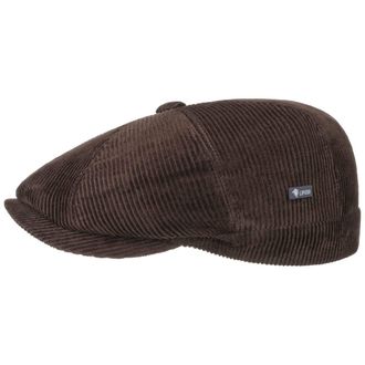 LIPODO 8 Panel Cord Flatcap Herren Flat Cap Baumwolle Schiebermütze Made in Italy Unifarben Herbst Winter Regular-Fit Gefüttert braun XL (60-61 cm)