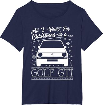 Volkswagen Herren & Damen Unisex-Erwachsene Golf GTI T-Shirt, Blau, S, &Auml;rmellos, Cartoon, Vatertag, Weihnachten, Officially Licensed Christmas Design