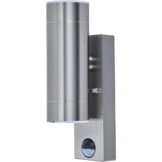 Lutec LED Aussenleuchten mit Bewegungsmelder Wandleuchte Edelstahl PIR Up&Down LED Laterne 304 Edelstahl Wandleuchte Klarer Diffusor 3000K 760LM