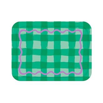 Talking Tables Rechteckiges Serviertablett aus Holz in einem h&uuml;bschen gr&uuml;nen Gingham-Karo-Design, f&uuml;r Nachmittagstee, Kaffee, Getr&auml;nke, Sandwiches, nachhaltiges Birk