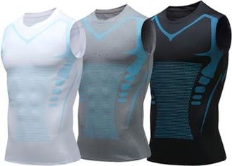Generic Lot de 3 Gilet de Mise en Forme Ionique, Nouveau D&eacute;bardeur de Compression pour Hommes, Gilet de Modelage du Corps &Agrave; Compression Ionique