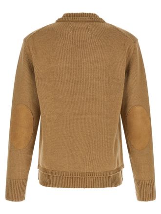 Maison Margiela Wool Knit with Suede Patches Sweater - Beige