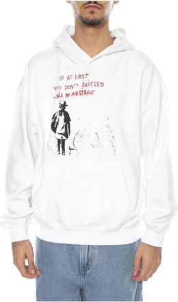 Only & Sons Only & Sons, Homme, Sweatshirts et sweats &agrave; capuche, Blanc, Taille: XL SweaT-shirt &agrave; capuche avec imprim&eacute; Banksy
