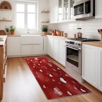 Generic Tapis de Couloir Long 80 x 150 cm, Poil Ras Antid&eacute;rapant Tapis pour Porte Buanderie, Romantique &Eacute;l&eacute;gant Saint-Valentin Coeur Long Entr&eacute;e Doux pour Int