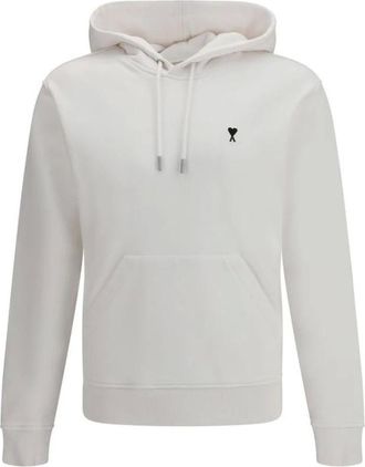 Ami Homme, Sweatshirts et sweats &agrave; capuche, Blanc, Taille: L SweaT-shirt en coton avec ourlet et poignets c&ocirc;tel&eacute;s