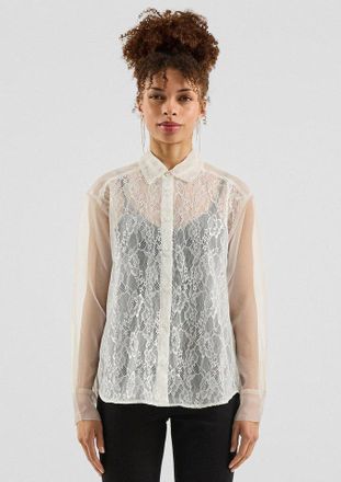 QS by s.Oliver Langarmbluse Bluse Transparente Bluse