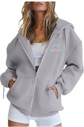 Generic Veste de surv&ecirc;tement &agrave; capuche pour femme - Veste &agrave; capuche surdimensionn&eacute;e - Fermeture &eacute;clair - Veste de sport - Manches longues - Veste de surv&ecirc;teme