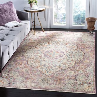 Safavieh Traditionell Teppich für Wohnzimmer, Esszimmer, Schlafzimmer - Illusion Collection, Kurzer Flor, Creme und Rose, 152 X 244 cm