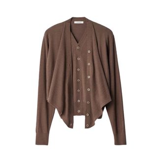 Christophe Lemaire Femme, Pulls, Brun, Taille: 36 FR Cardigan Trompe-loeil