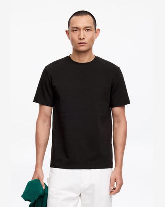 Arket Interlock-T-Shirt Mit Normaler Passform -Schwarz