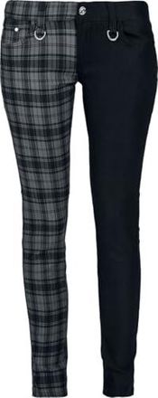 Banned Pantalon Split pour Femmes De La Marque Demi Tartan &agrave; Motif Emo Punk Gris - (S / 28 / FR 38)