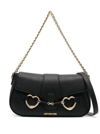 Love Moschino sac port&eacute; &eacute;paule &agrave; plaque logo - Noir