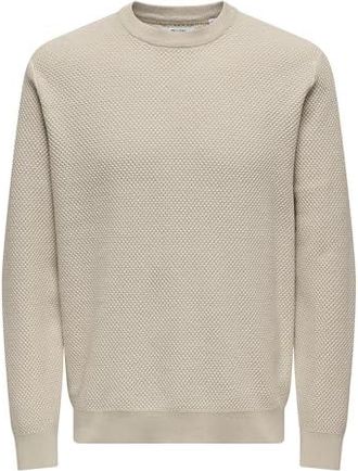 Only & Sons Onsmorgan Reg 12 Structure Crew Knit, Doublure argentée, L Homme