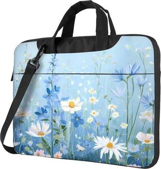 Generic Housse de protection pour ordinateur portable de 15,6 avec bandouli&egrave;re - Motif marguerites - Pour homme et femme, multicolore, 15.6 inch