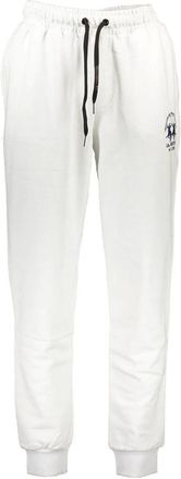 La Martina Homme, Pantalons, Blanc, Taille: L Pantalon de sport en coton blanc avec broderie