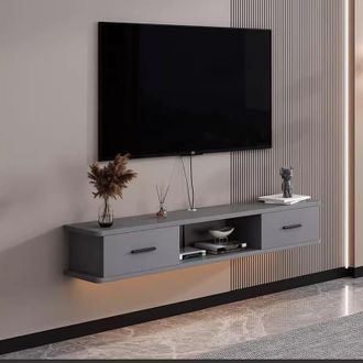 Generic Fernsehertisch Hängend Künstliche Platte TV-Schrank Großer Stauraum Großer Ablagetisch Abgerundete Ecken Hohe Tragkraft Fernsehkommode für Wohnzimmer,