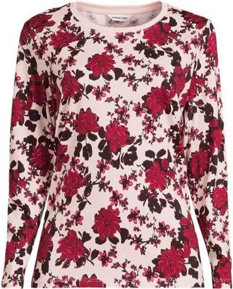 Lands End Langärmeliges Supima-Shirt mit Rundausschnitt, Damen, Größe:52-54 plus, Pink, by Lands End