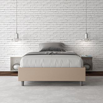 ITYhome Ityhome - Letto Una Piazza E Mezza Con Rete Imbottito 120x190 Similpelle Tortora Azelia