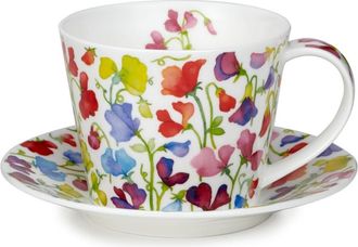 Dunoon Floral Fiesta Sweetpea Islay Teetasse und Untertasse