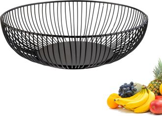 Westmark Drahtkorb Lumos Groß - Stilvolle Obstschale & Brotkorb - Dekorativer Metallkorb für Obst, Gemüse, Brot & Brötchen - Schwarz, 28 cm