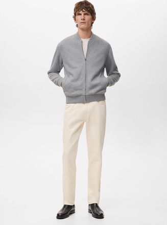 Mango Sweat style bomber &agrave; zip gris chin&eacute; clair - Homme - XXL - MANGO MAN