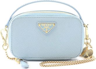 Prada mini sac à bandoulière en cuir Saffiano Triangle Pouch (2013-2025) - Bleu