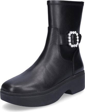 FitFlop Damen F-luma Crystal-Buckle Leather Short Boots Stiefelette, Schwarz, 37 EU