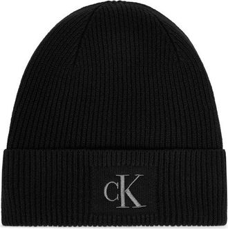 Calvin Klein M&uuml;tze Embroidered Rib Cotton Beanie LV04F8097G Schwarz