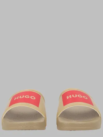 HUGO BOSS Logo-Embroidered Slides - Beige