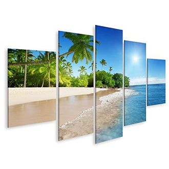 Islandburner Tableau sur toile Mer des &icirc;les des Cara&iuml;bes et palmiers Cadre Affiche Poster Murale Tableaux