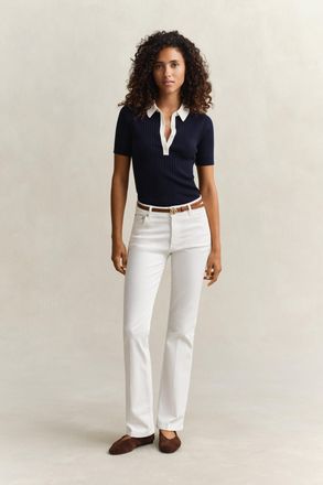 GANT Damen Stretch Jeans mit ausgestelltem Bein (31) EGGSHELL