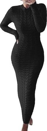 Generic Pull dhiver - Robe tendance à manches longues en laine - Robe sportive, Noir, S