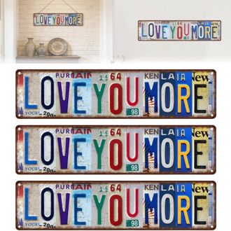 Generic Love You More Wall Decor, Love You More Sign - Vintage Metal Tin Sign Wall Art 16x4 Inches, Retro Street Style for Above Door, Bedroom, Living Room, H