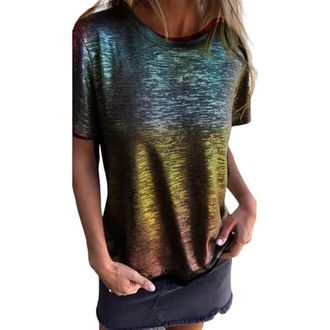 Generic Emboadlie T-shirt &agrave; manches courtes en feuille dor pour femme, confortable et respirant, couleur, 4XL