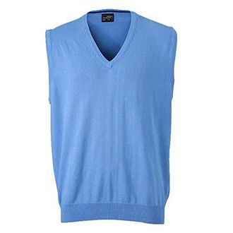 James & Nicholson Pull Classique sans Manches en Coton pour Homme - 3XL - Glacier-Blue