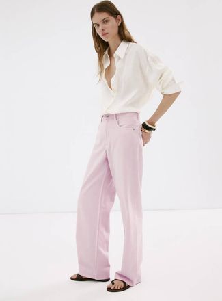 Mango Jean droit taille normale rose - Femme - 32 - MANGO