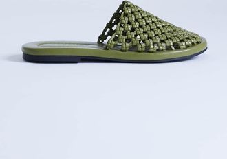 Topshop Bibi - Mules tress&eacute;es - Olive-Vert