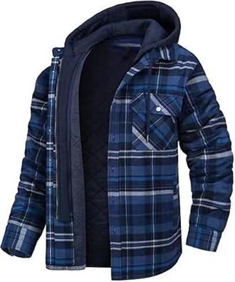 Generic Veste en flanelle pour homme avec capuche doubl&eacute;e Sherpa et polaire &agrave; carreaux avec fermeture &eacute;clair int&eacute;grale, 2, 4XL